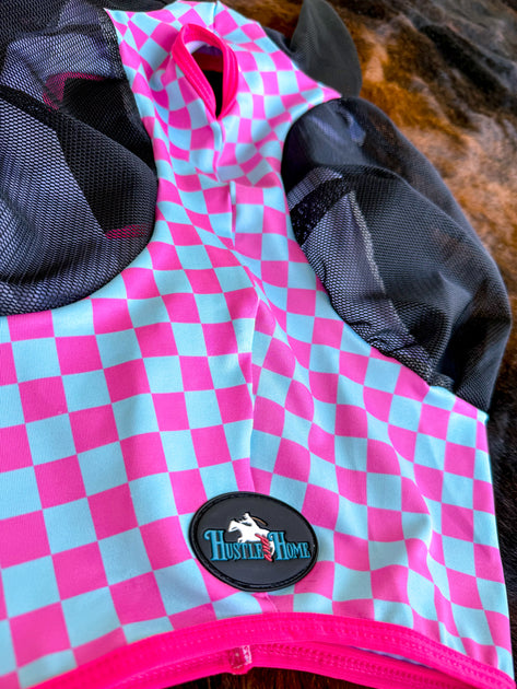 Checks Out (Pink/Turquoise) Fly Mask – Hustle and Home